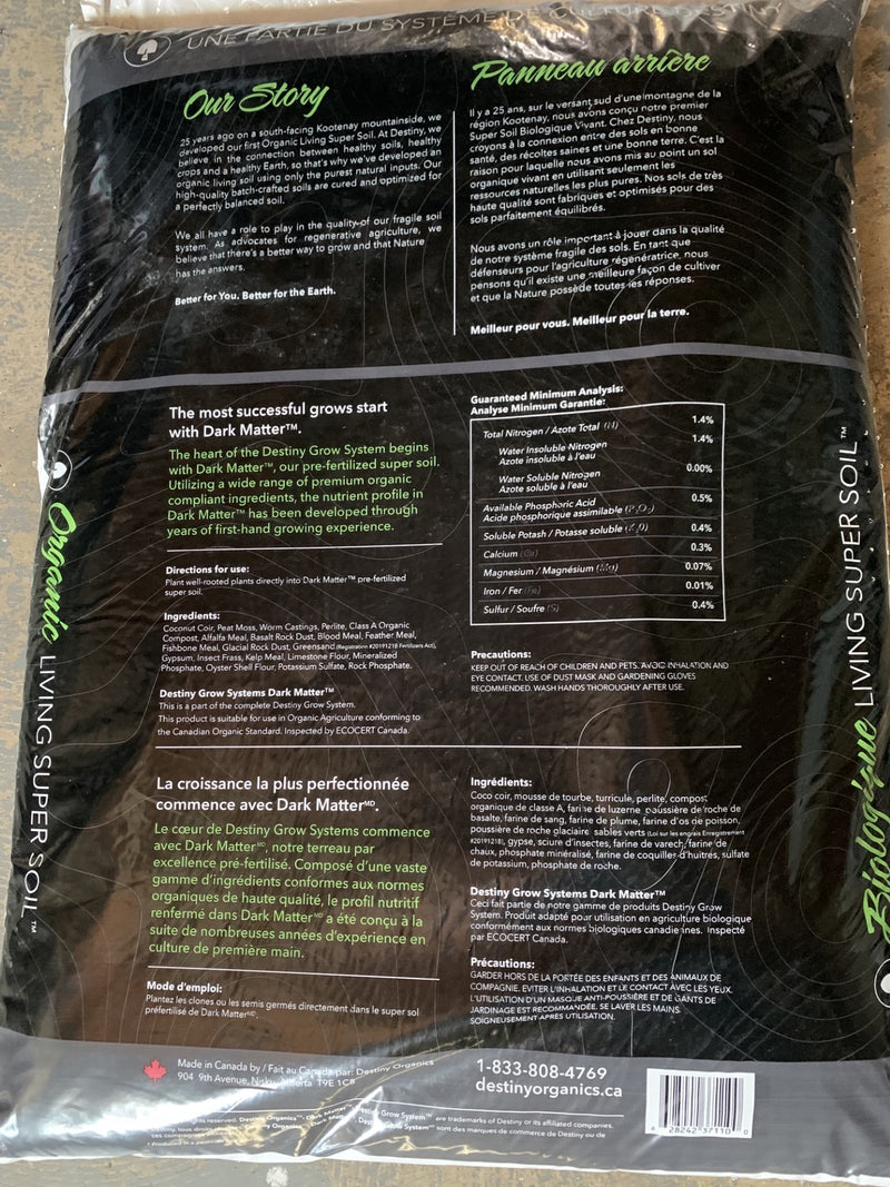 Destiny Dark Matter Living Soil 40L – Hydro-Lite Hydroponics